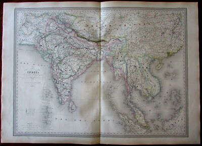 Southeast Asia India British Colonies Siam Malacca 1858 Dufour huge ...
