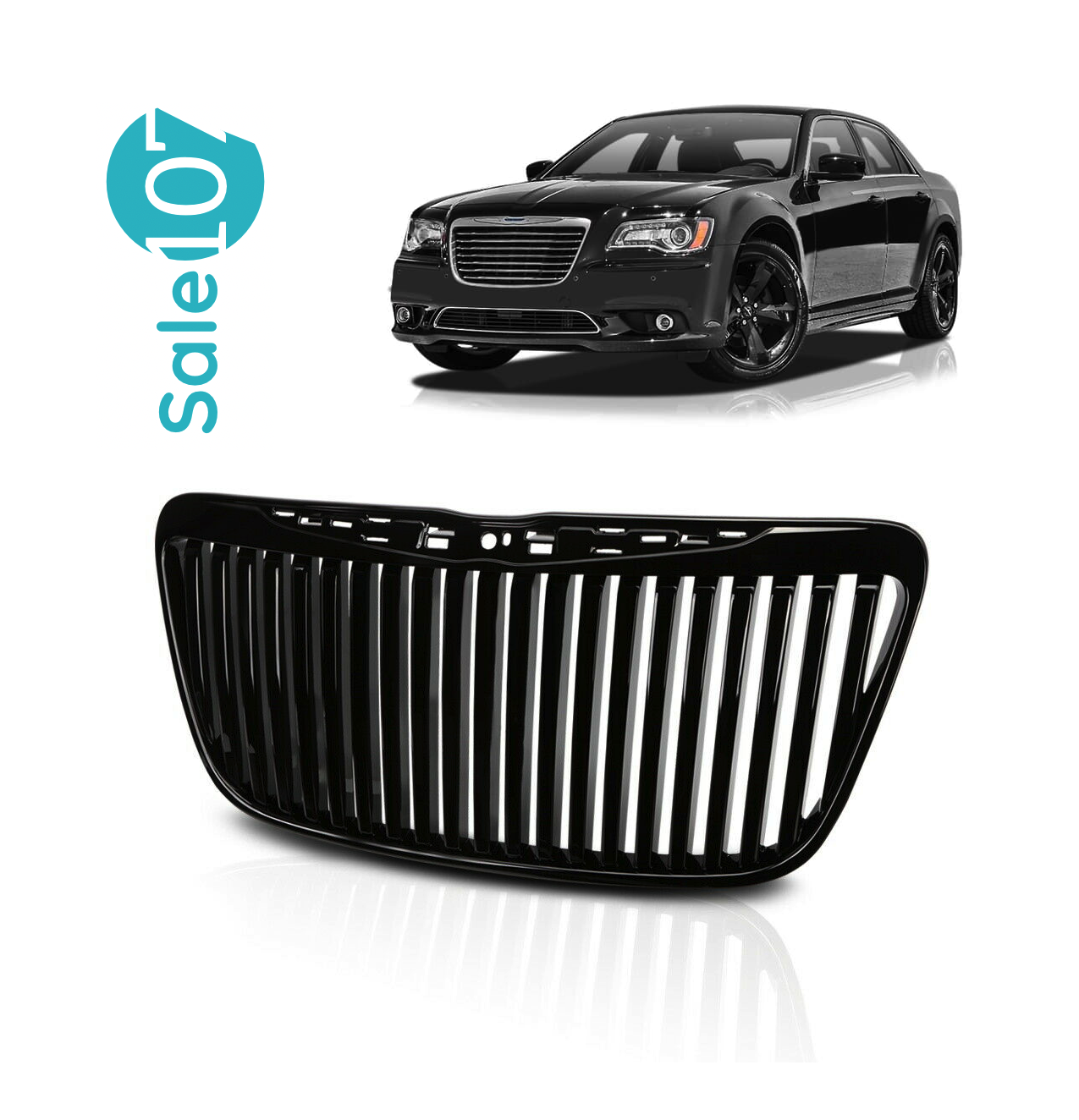 For 2011-2014 Chrysler 300 300C Front Bumper Grille Gloss Black ...
