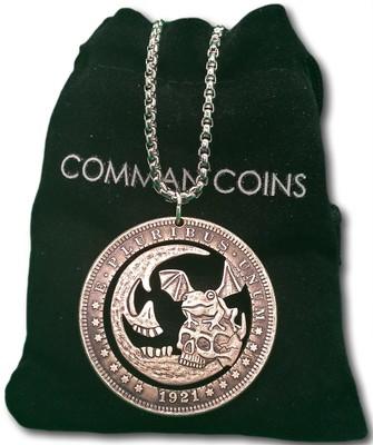 Cut Coin Dark Moon Skull Evil Night Goth Art Dollar Handmade Jewelry ...