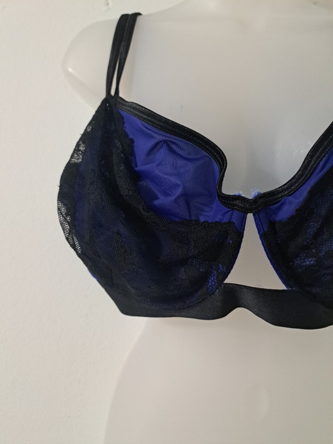 Cacique Black Lace Blue Balconette Bra Size 44DD... - Gem