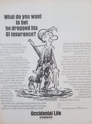 1966 Occidental Life Insurance Company Oxy GI Soldier Vintage Print Ad ...