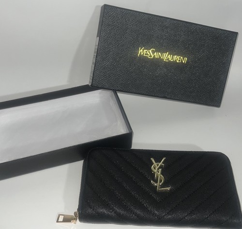 Saint Laurent Long Wallet YSL Zip Around Wallet Monogram Grain de ...