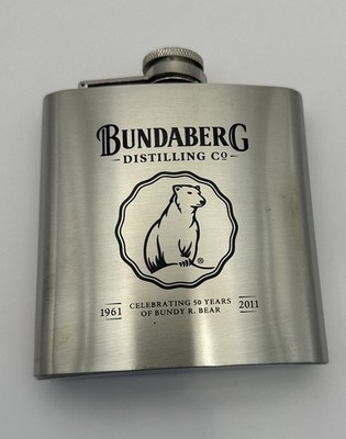Bundaberg Distilling Co 50 Years of Bundy R. Bear Stainless Steel Hip ...