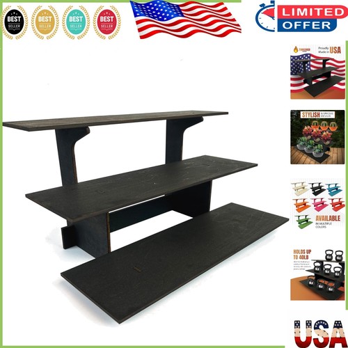Elegant 3-Step Ebony Retail Display Rack for Farmers Markets and Trade ...