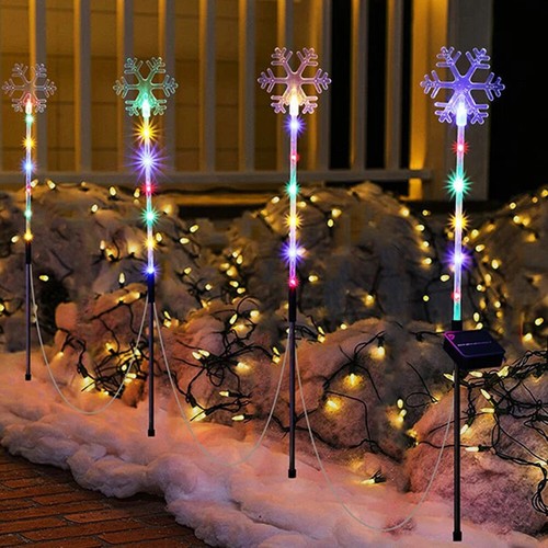 Solar Snowflake Stake Light Lawn Stake Lamp Last Up 8H Christmas ...