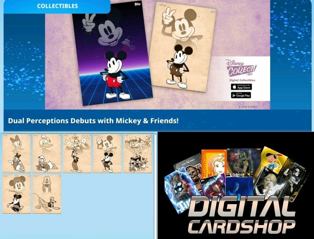 Topps Disney Collect Dual Perceptions Mickey & Friends Vintage Card Set ...
