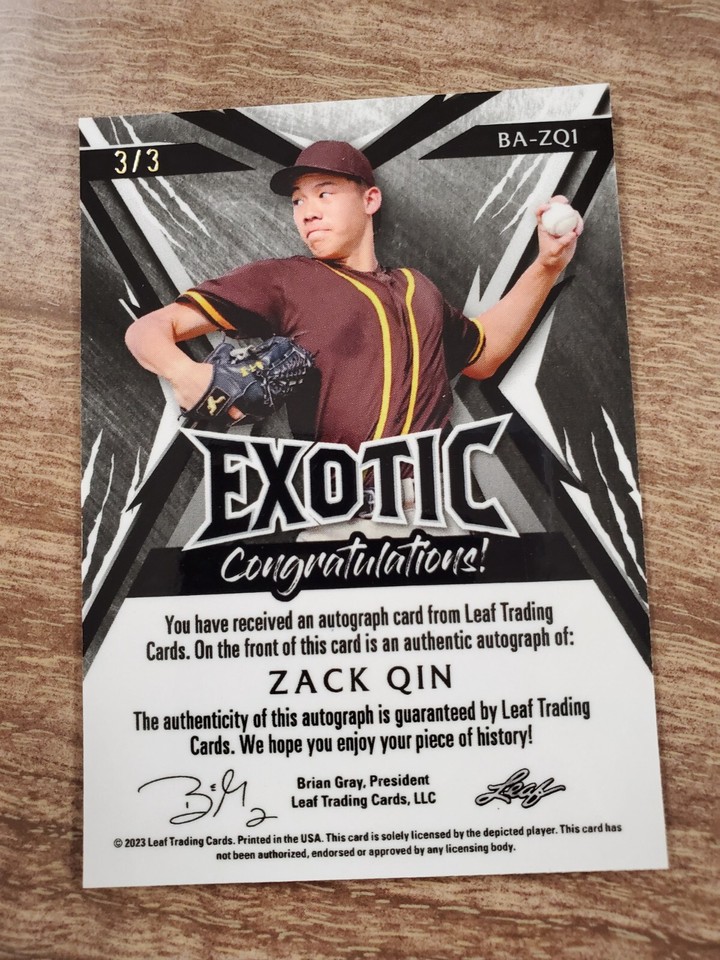 Zack Qin 2023 Leaf Exotic Baseball Clownfish Mojo Auto #3/3 | eBay