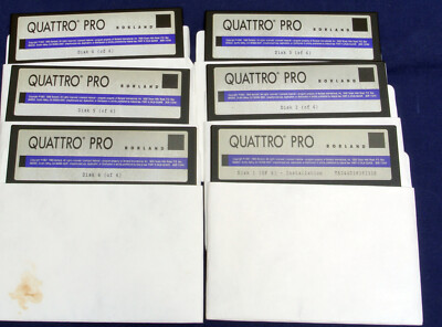 Quattro Pro 1.0 Software 5.25" Floppy Disks Vintage Spreadsheet 1989 ...