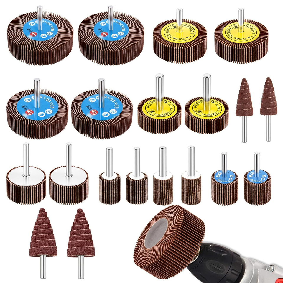Flap Wheel Set 80 Grit 20PCS Cone Shape Abrasive Sandpaper Lamellar ...