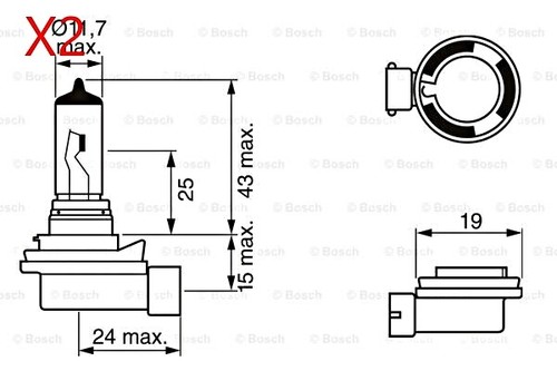 BOSCH X2 Fog Light Bulb For ALPINA AUDI BMW CHERY CHEVROLET VW 96-21 ...