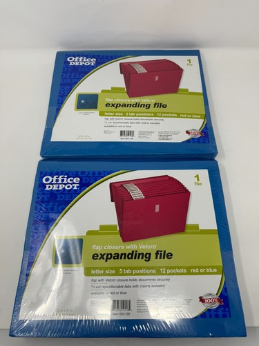 (2) File Folder 12 Pockets Office Organizer Letter Size Expanding Blue ...