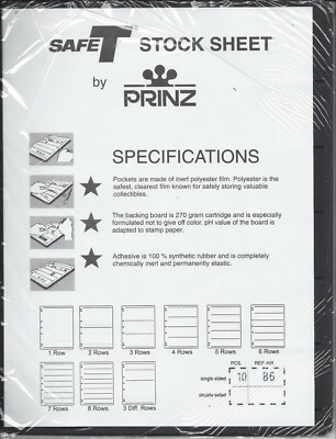 SafeT Hagner-Style Stock Sheets by Prinz B6 One-Sided 6-Pocket Black ...