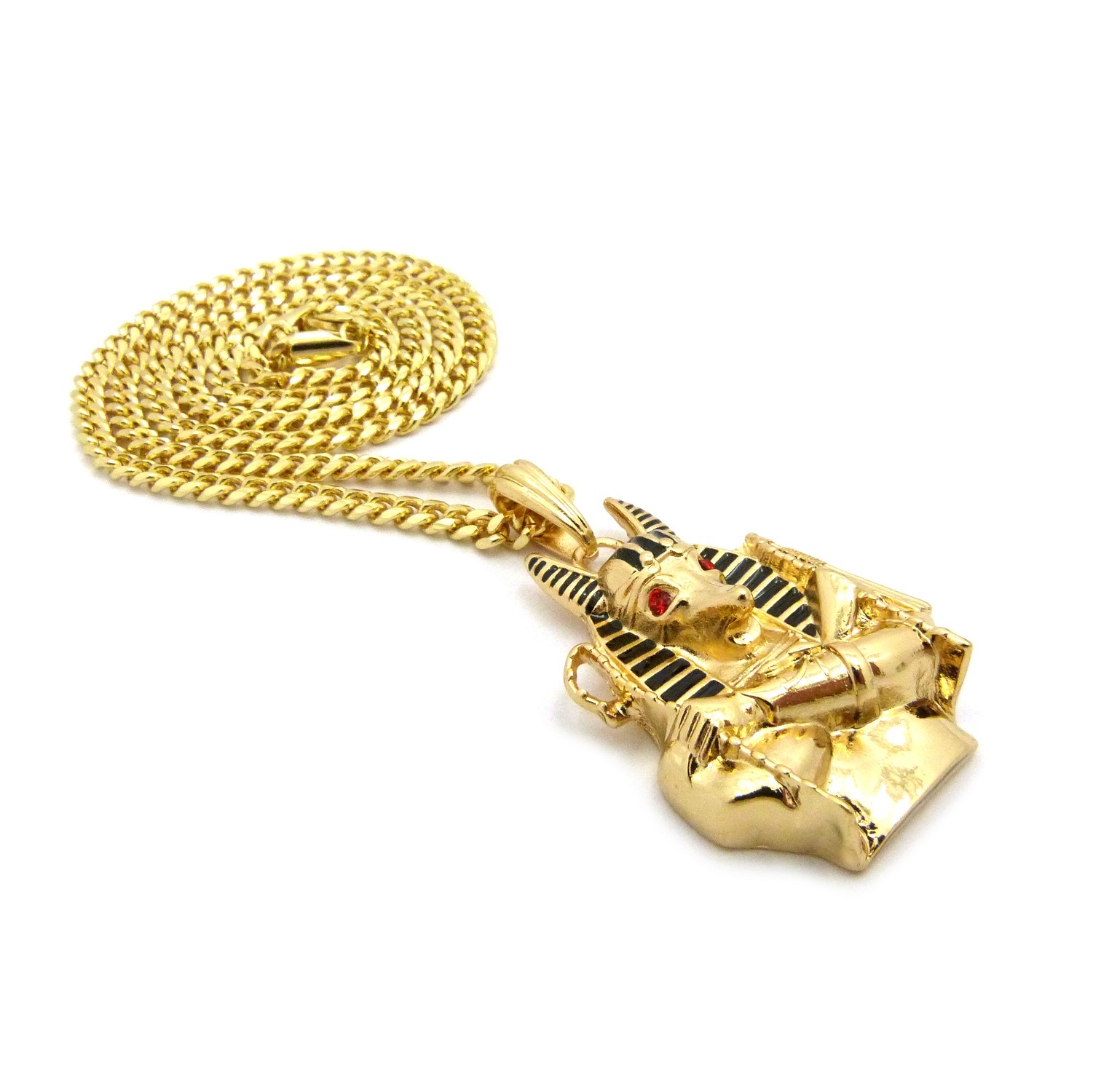 NEW EGYPTIAN ANUBIS PENDANT & 24" BOX/ROPE/CUBAN CHAIN HIP HOP NECKLACE ...