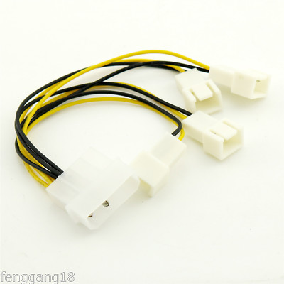 10pcs Molex Male To 4 Way 3 Pin Computer Power Multi Fan Splitter ...