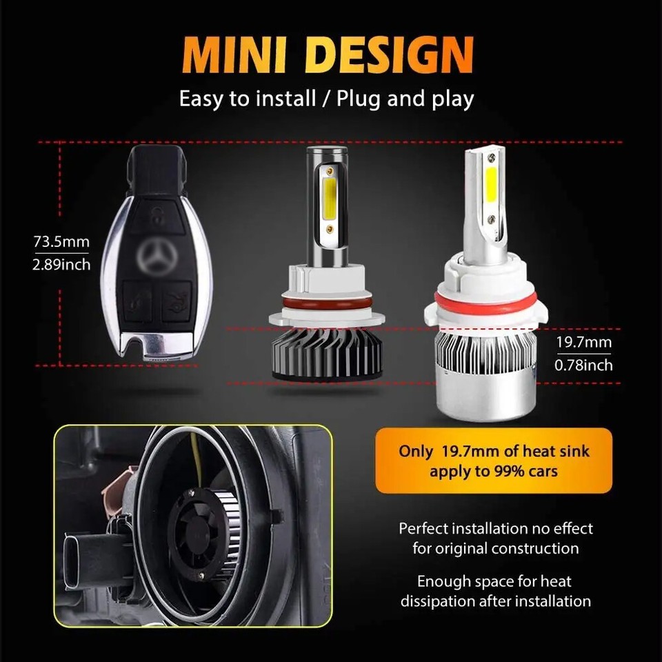 6500K 9007 LED Headlight Bulbs Hi/Lo Beam for MAZDA B2300 B2500 B3000 ...