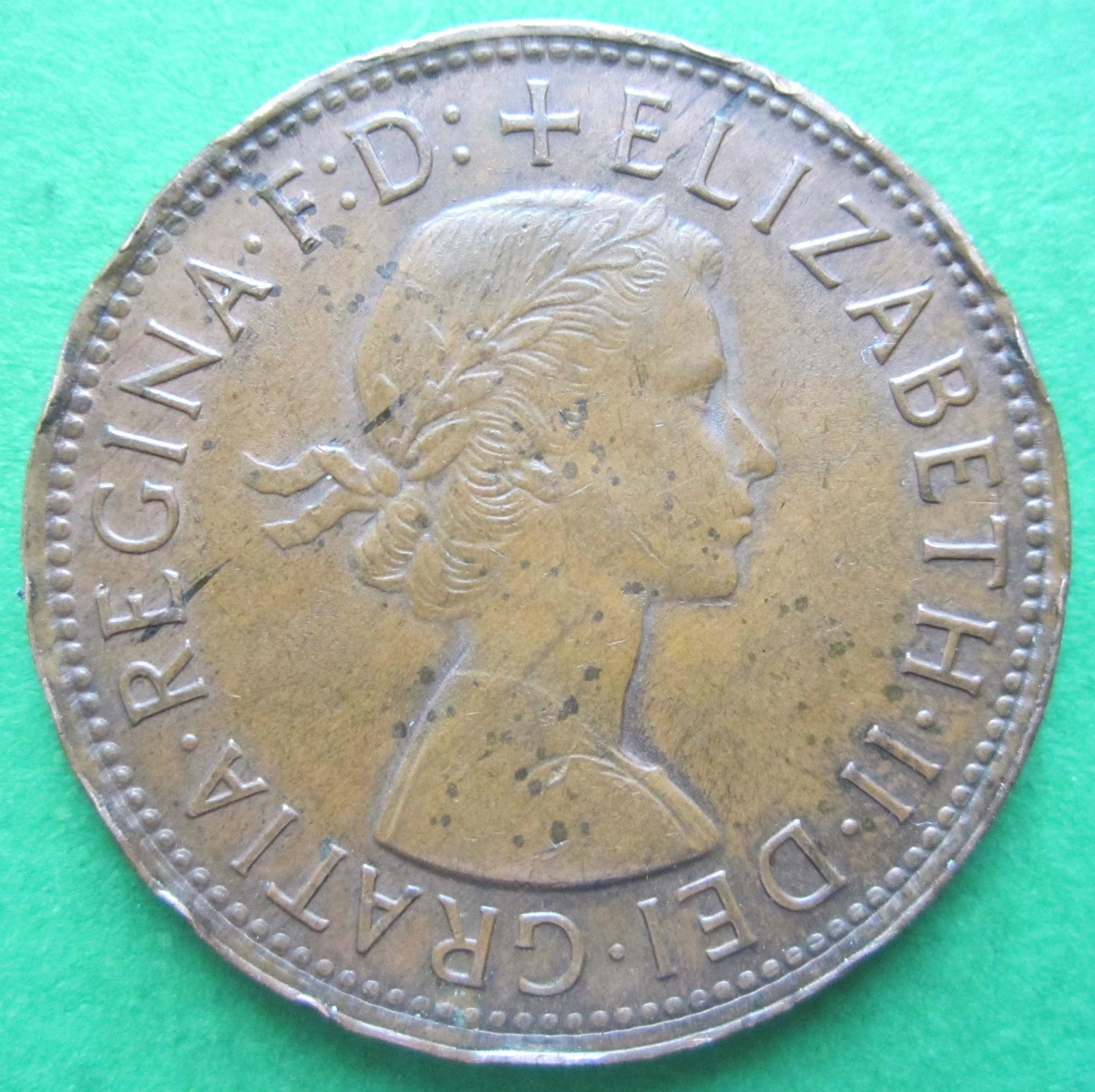 1964 Australia 1d One Penny ** ERROR CRENULATED EDGE ** #1064 =SUPER ...