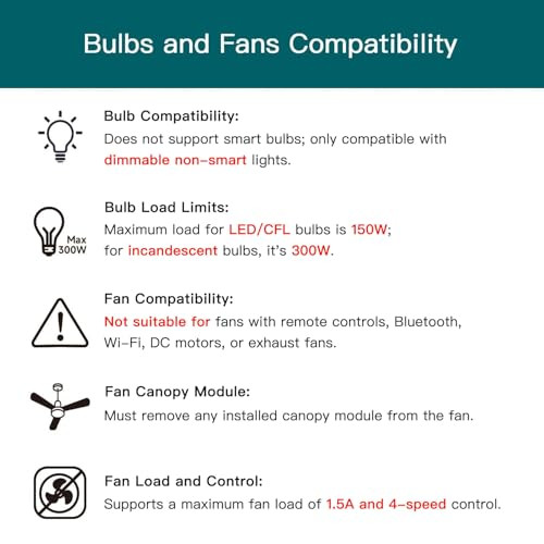Smart Ceiling Fan Control and Dimmer Light Switch, Neutral Wire Needed ...