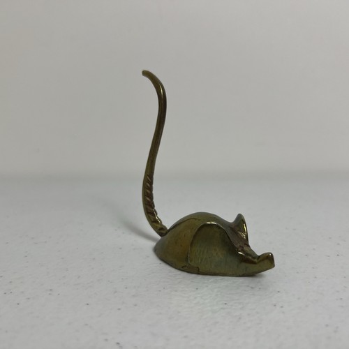 Vintage Brass MCM Mouse Figurine Decor Ring Note Holder Mini Candle ...