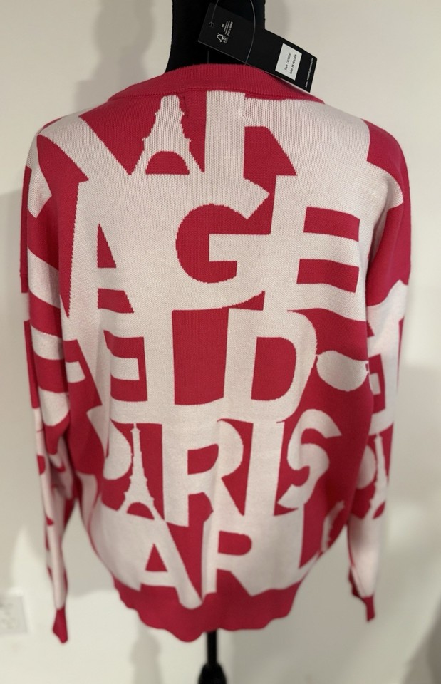 Karl Lagerfeld Paris Sweater Pink and White Logo Crew Neck Long Sleeve ...