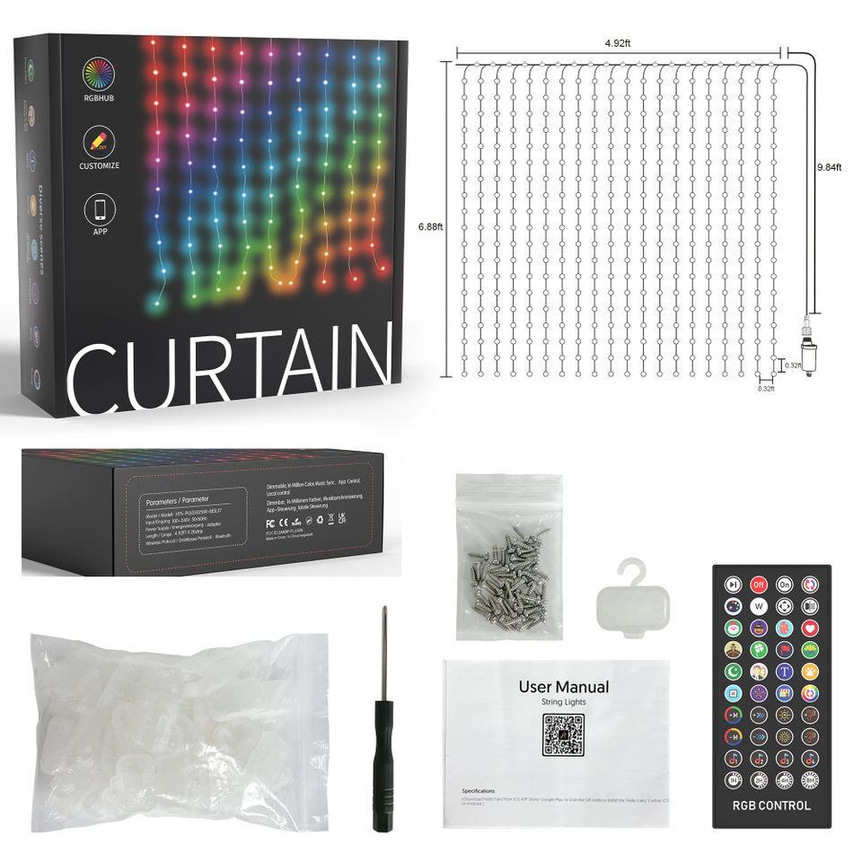 540 LED App Control Curtain Light Christmas Lights Window Decor Outdoor ...