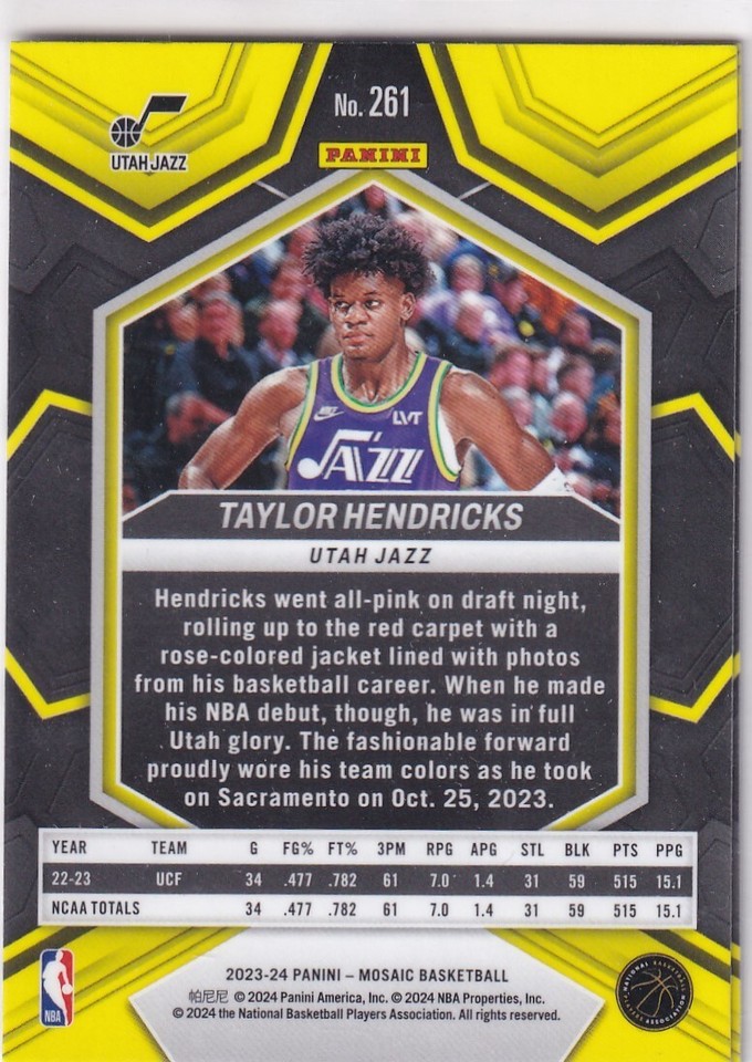 2023-24 Panini Basket NBA Mosaico Nr. 261 Taylor Hendricks Rookie | eBay