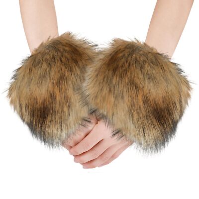 Faux Fur Wrist Cuffs Soft Fuzzy Cuff Warmers Fur Cuffs for Sleeves ...