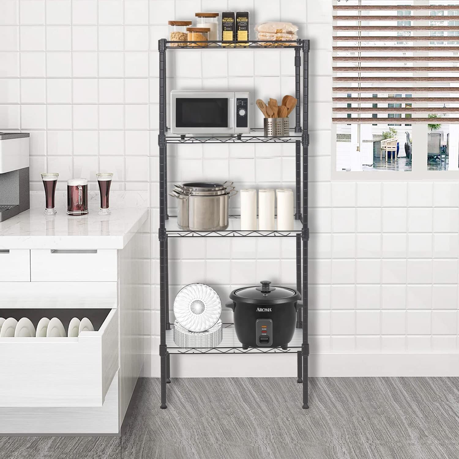 Metal Rack 4 Tier Wire Shelving Unit Kitchen Storage Shelf Metal ...