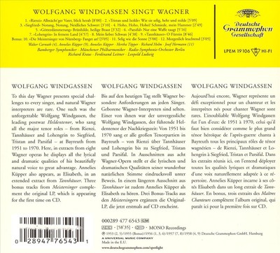WOLFGANG WINDGASSEN WOLFGANG WINDGASSEN SINGT WAGNER NEW CD | eBay