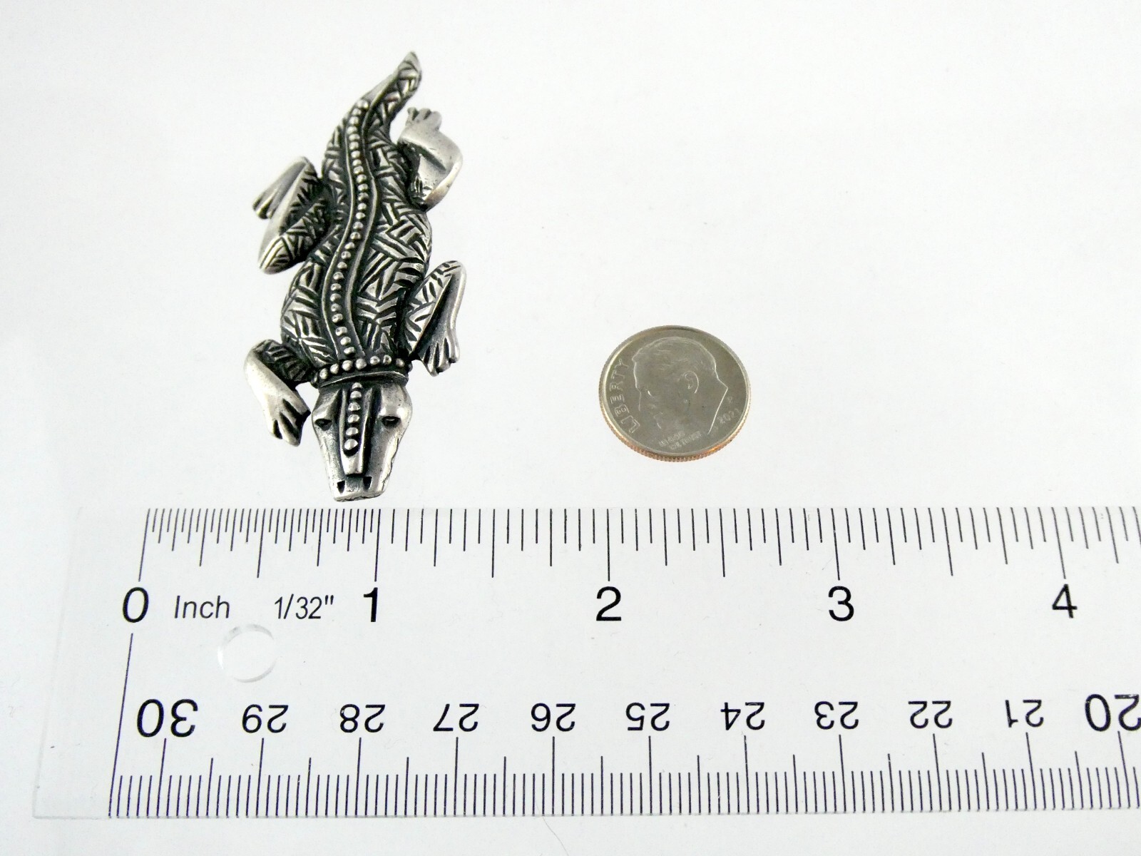 Vintage Unmarked Sterling Silver Alligator Brooch Cro… - Gem