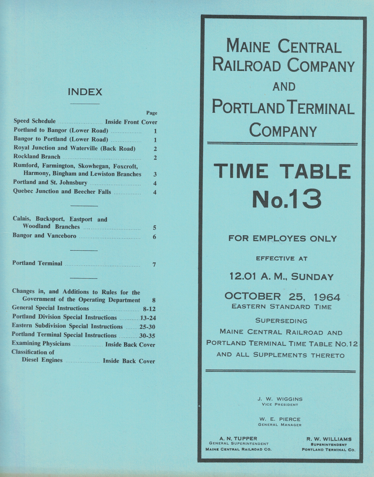 Maine Central Railroad Co and Portland Terminal Employee Time Table No ...