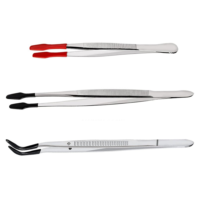 3Pcs Tweezers Set Coated Long Tweezers, for Craft Laboratory ...