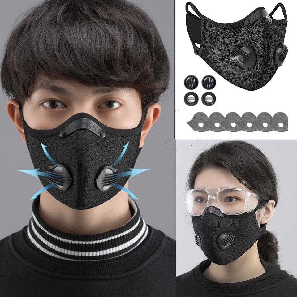 Sport Cycling Face Mask With Active Carbon Filter Breathing Valves ...