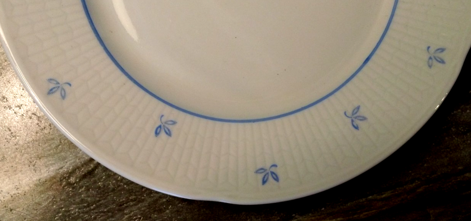 Set of 6 Rorstrand 6 7/8 in. Bread / Dessert Plates Blue Leaf Pattern ...