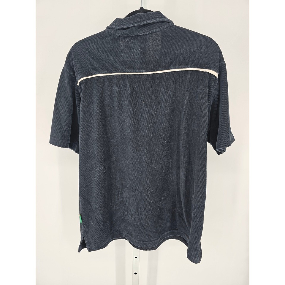 Benzene Men's Navy Blue Corduroy Quarter-Zip Polo Shirt Size L | eBay