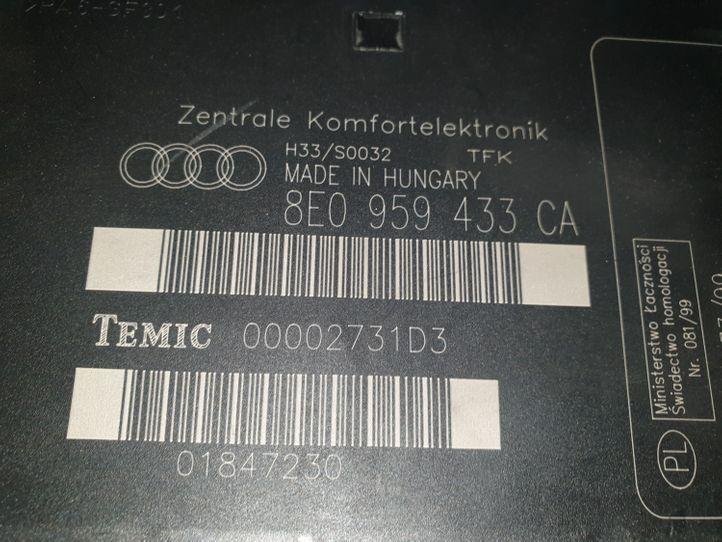 AUDI A4 8EC, B7 Komfortsteuergerät 8E0959433CA 0.20 Diesel 100kw 2008 ...
