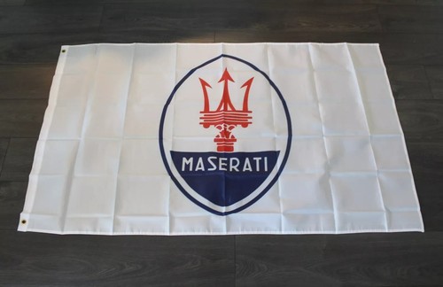 Maserati Autos Banner White Flag Racing Race Car Man Cave Garage ...