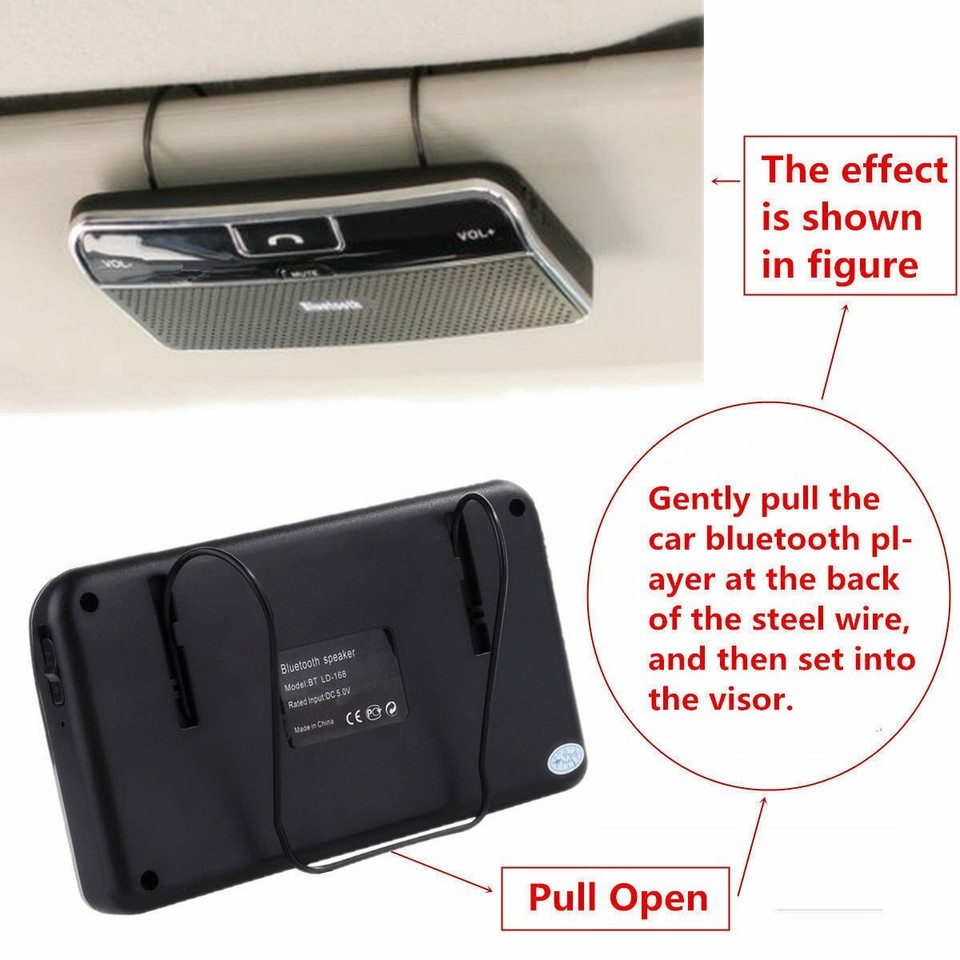 Car Kit Clip Hands free Multipoint Wireless Bluetooth 4.0 Speakerphone ...