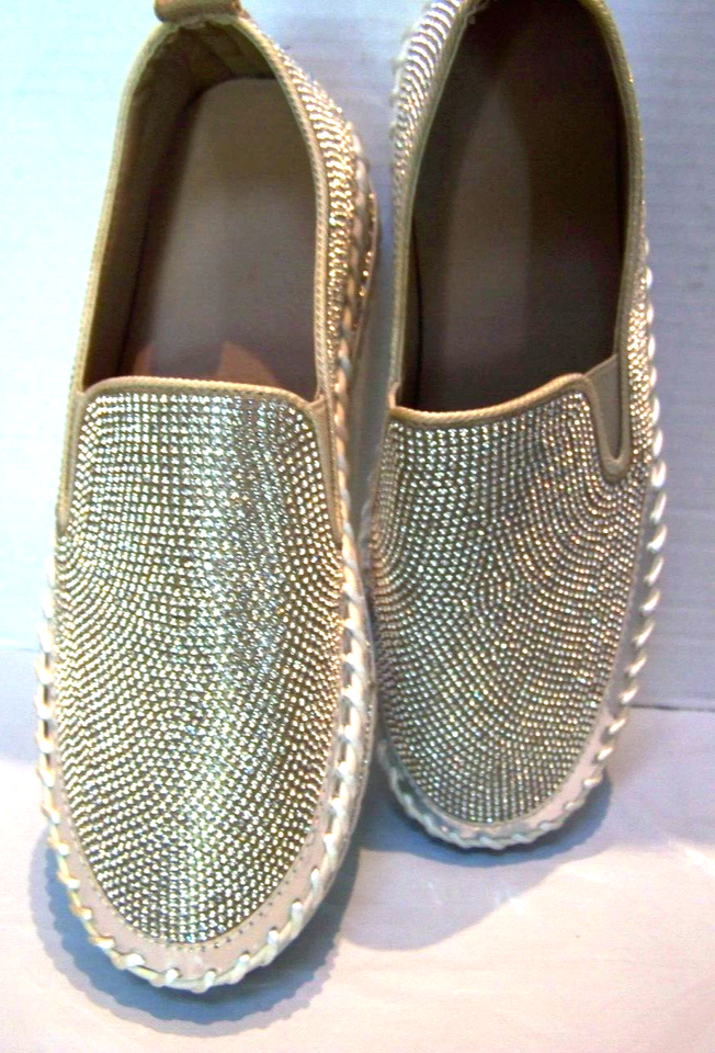 Muguan Cream Soda Rhinestone Loafers Size 7 EC! Blingy Shoes Silver ...