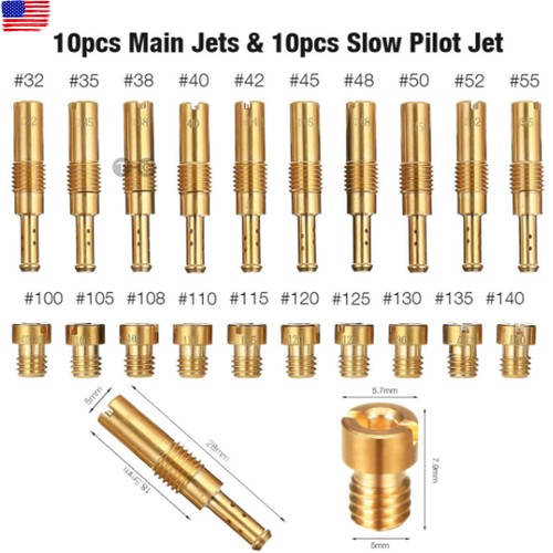 10Pcs Carburetor Main Jet kit Slow Pilot Jet 10Pcs for PWK Keihin O ...