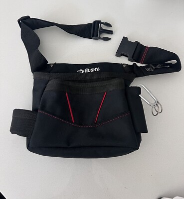 Husky Tool Belt Pouch 6 Pocket Black Adjustable Strap | eBay