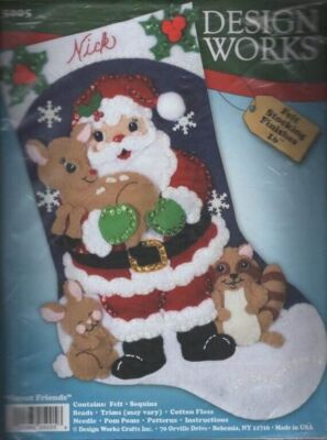 NEW DESIGN WORKS FOREST FRIENDS FELT/SEQUIN/BEAD STOCKING KIT SZ 16" | eBay