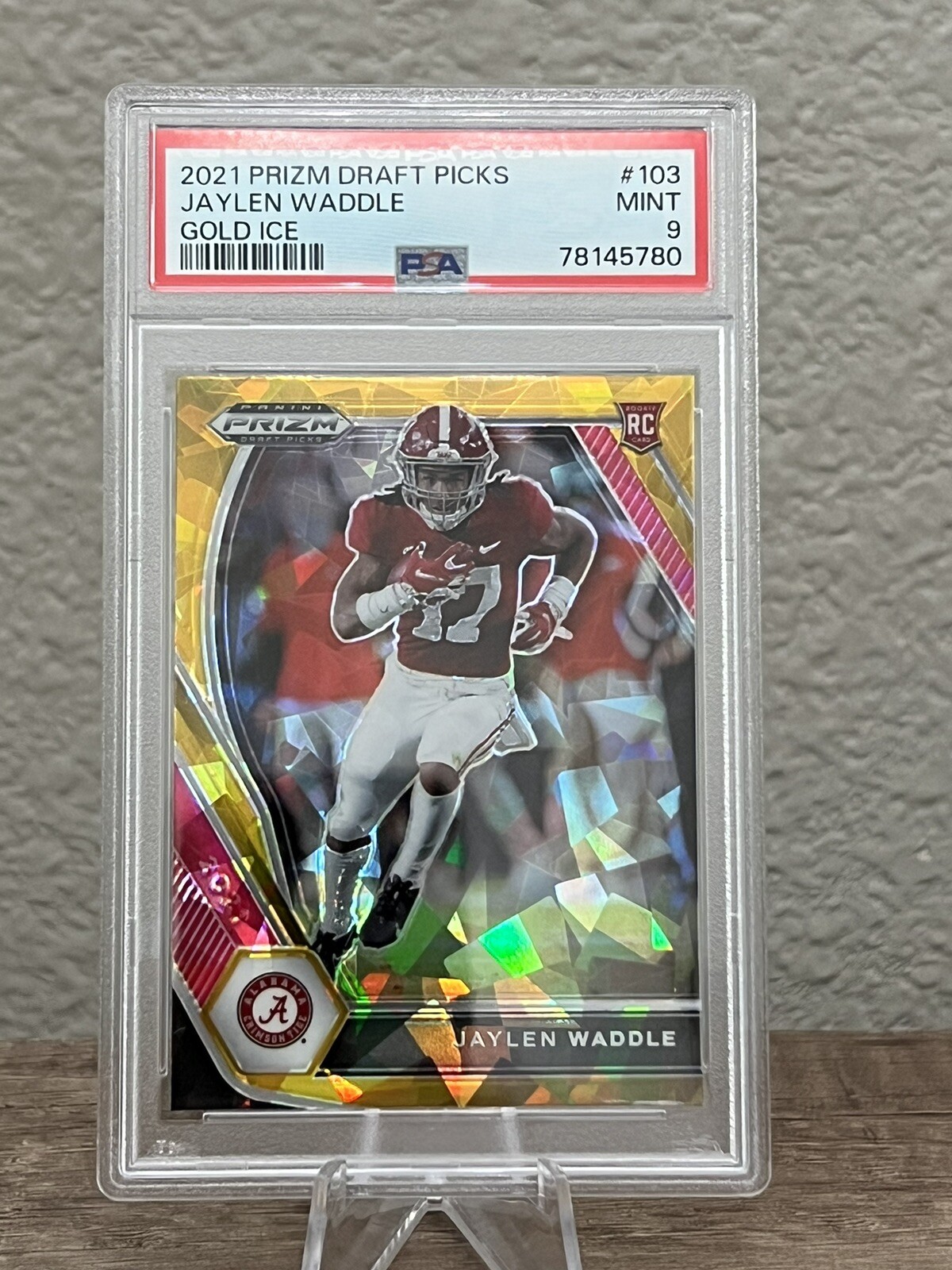 2021 Panini Prizm Draft Picks Jaylen Waddle Gold Ice Rookie RC #103 PSA ...