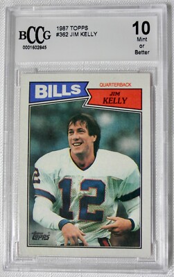 Jim Kelly Rookie 10 1987 Topps Graded BCCG 10 Mt or Better Buffalo ...