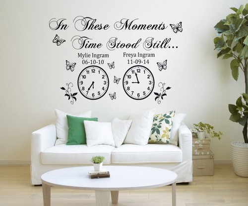 Wall Stickers custom colour name date time stood still vinyl decal ...