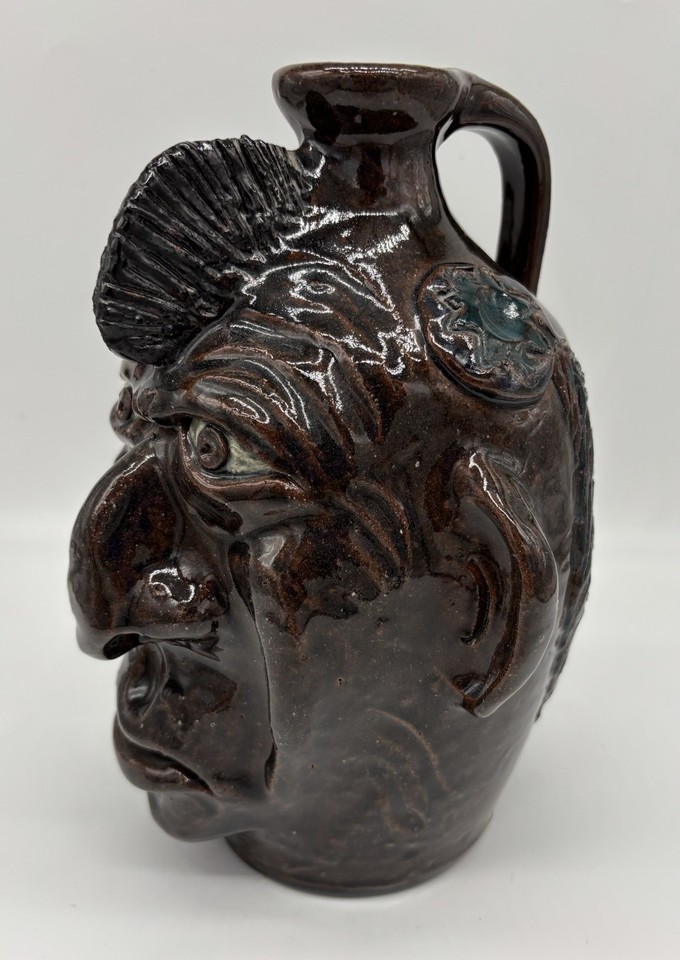 Brian Wilson #2 Native American Mohawk Southern Folk Pottery Face Jug ...
