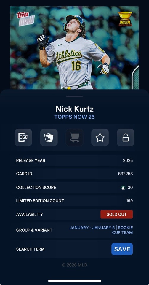 DIGITAL TOPPS BUNT 25 Nick Kurtz ICONIC NOW ROOKIE CUP TEAM AQUA /199 Read | eBay