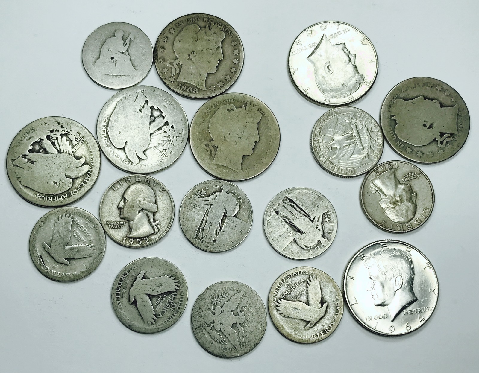 U.S. SILVER COIN LOT! $4.00 FACE VALUE! 17 COINS TOTAL! NICE SILVER! NR ...