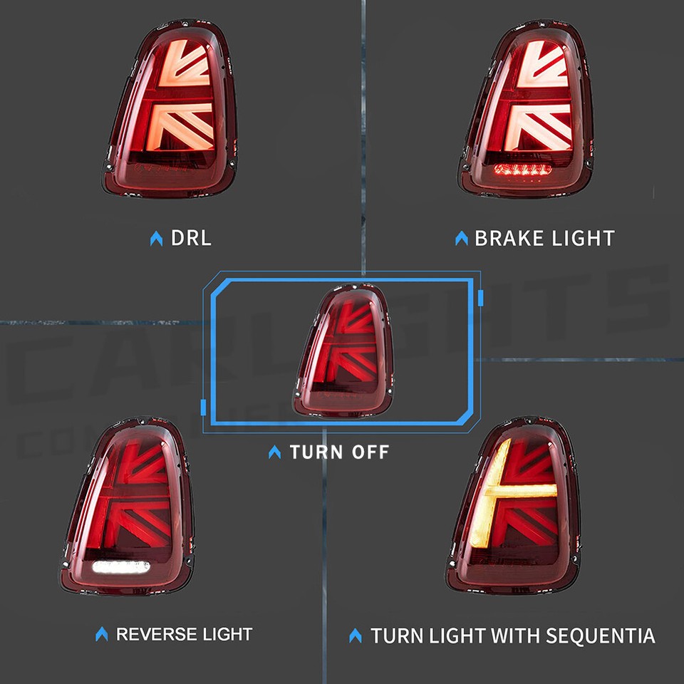 Pair LED Tail Lights For 2007-2015 BMW Mini Cooper S R56 R57 R58 R59 ...