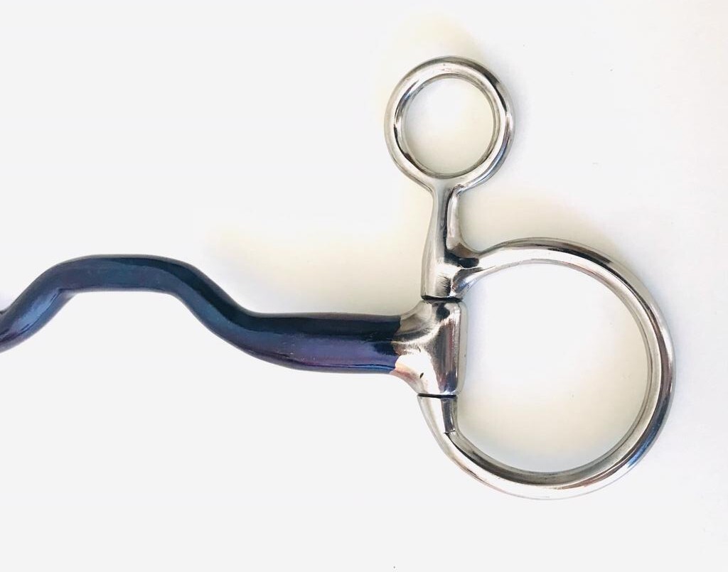 Baucher Blue Sweet Iron Hanging Cheek Ported Horse Bit Snaffle ( UK ...