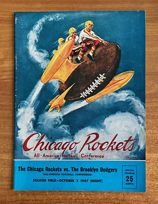 vintage 1947 BROOKLYN DODGERS @ CHICAGO ROCKETS AAFC AFL NFL FOOTBALL ...